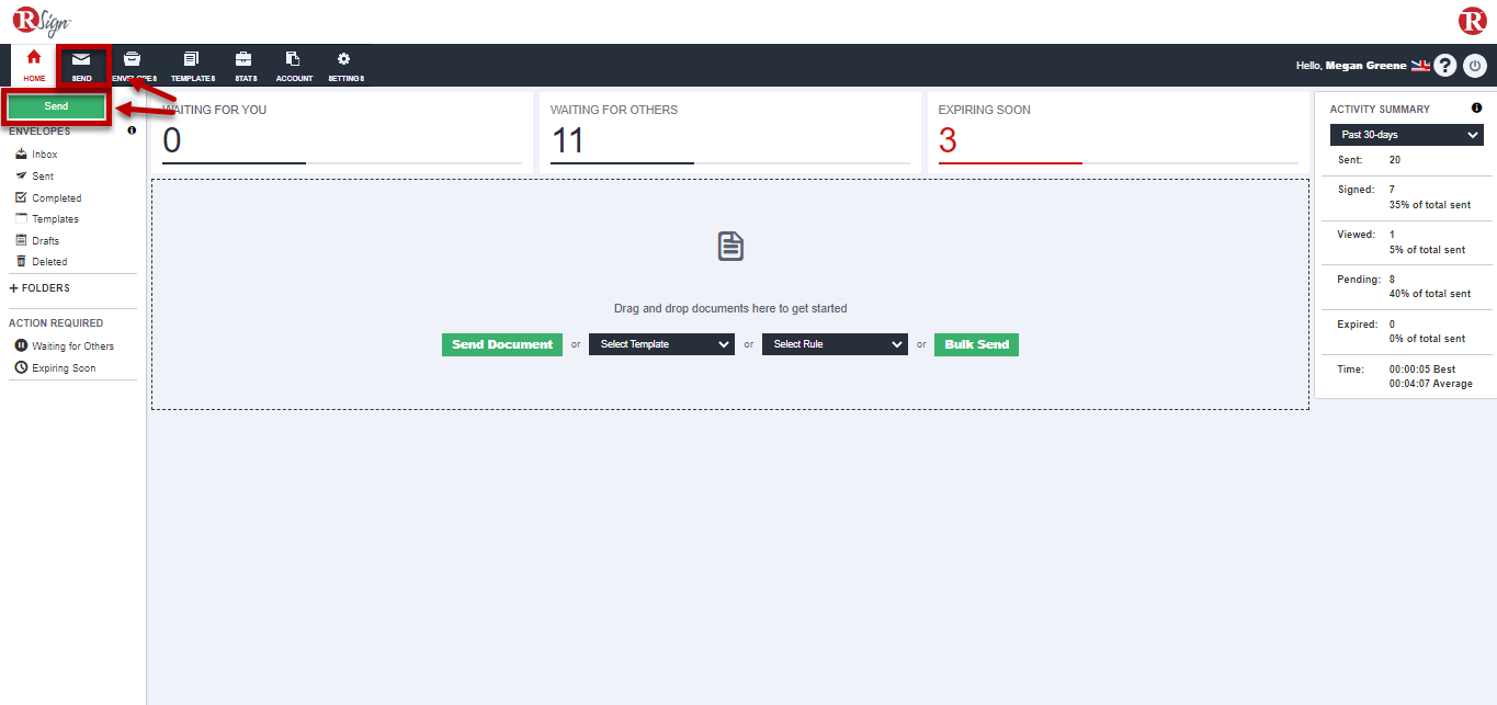 Sending a document for signature: Step 1 of 2 – Help Center