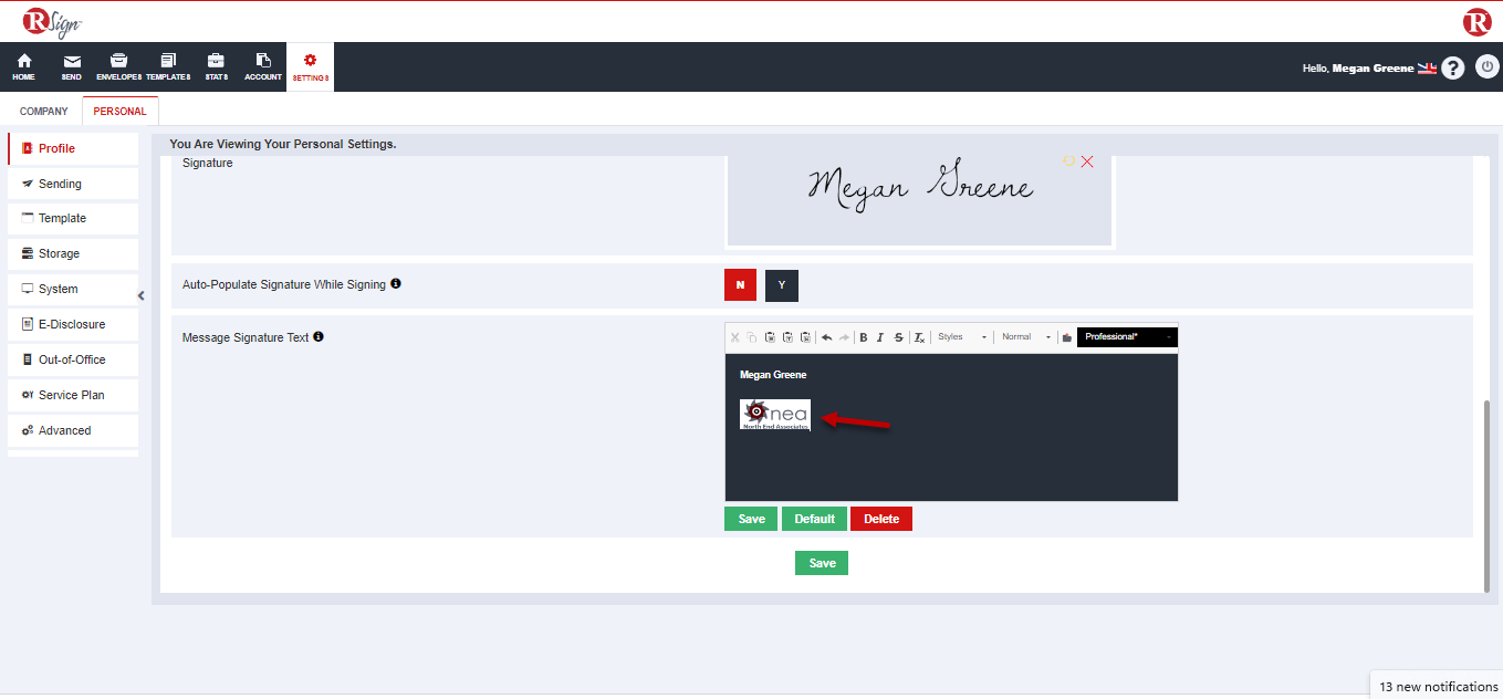 Message Signature Text – Help Center