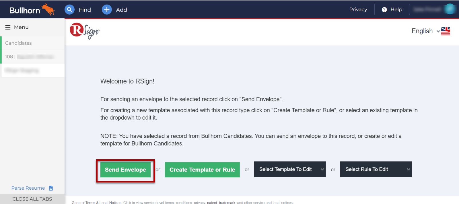 RSign® service for Bullhorn - User Guide – Help Center