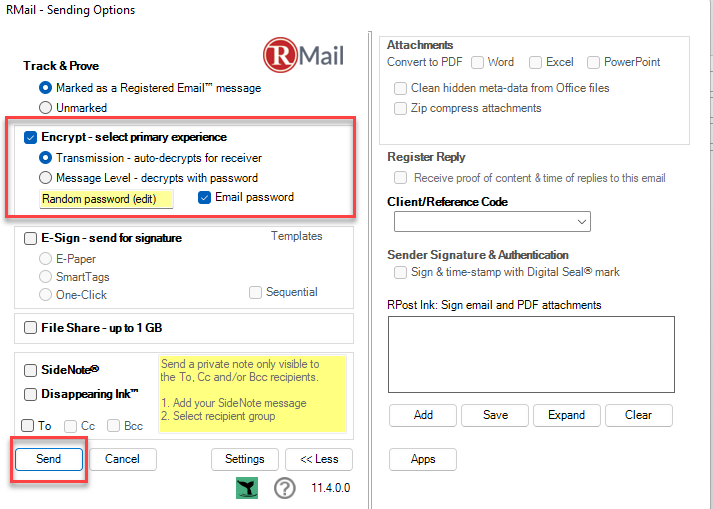Encrypting a message using RMail – Help Center