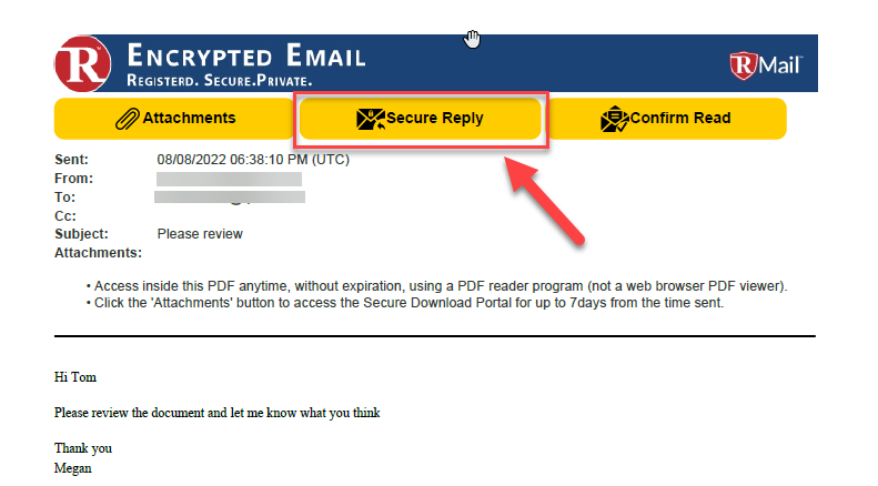 Encrypting a message using RMail – Help Center